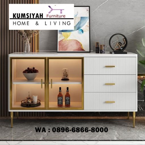 Jual Buffet Credenza Stainless Kombinasi Kaca Top Marmer Kekinian ...