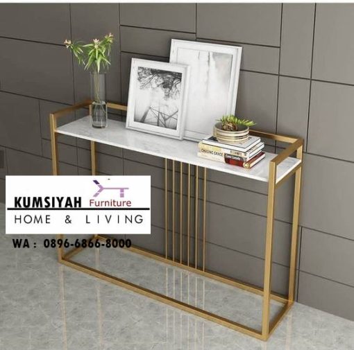 Meja Konsul Persegi Panjang Minimalis Kombinasi Marmer Putih • Kumsiyah ...